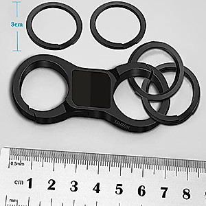 LDJZON Key Chain Quick Release Spring with 4 Key Rings Car Keychain for Men and Women (Black)