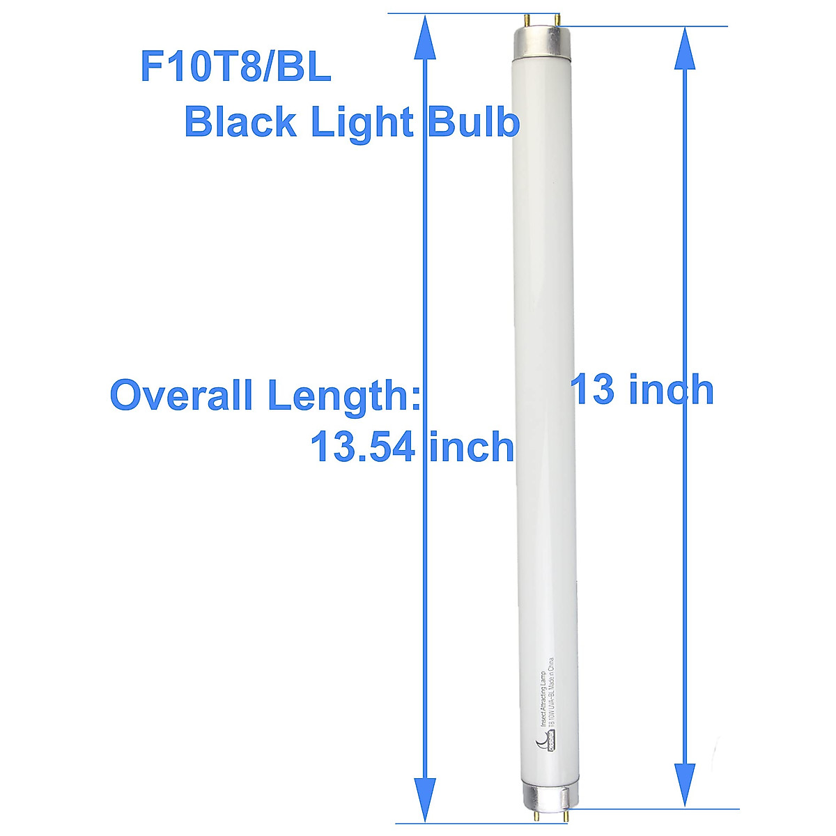 CHKADAWA BL T8 F10W 2 Pack Replacement Bulbs for Aspectek, LiBa 20W Indoor Device, F10T8 BL368nm 10 Watt Tube G13, 13'' Linear Black Light Fluorescent Tube.