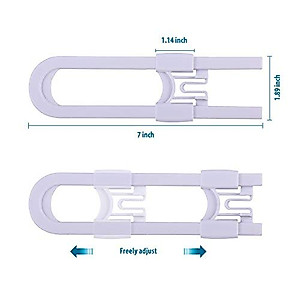 CUTESAFETY Sliding Cabinet Locks - Baby Proofing Cabinets with Adjustable Child Safety Lock - Childproof Latches for Knobs,Handles on Kitchen Doors,Storage Door,Cupboard,Closet,Dresser (White, 10)