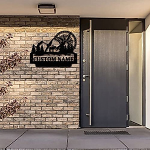 Gotstorms Custom Mountains Deer Compass Metal Wall Art, Personalized Mountains Deer Name Sign Decoration for Room, Deer Home Decor, Custom Deer