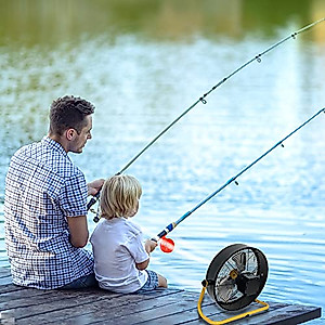 MOCIFI 12 Inch High Velocity Rechargeable Floor Fan with Metal Blade 12-Speed Portable Powered Operated Fan for Home, Travel, Commercial, Residential, Outdoor Indoor Use, Yellow