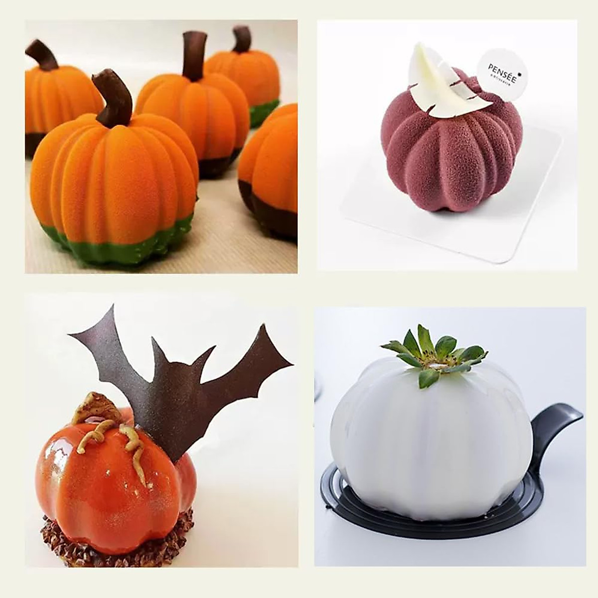 EchoDone Pumpkin Silicone Mold 6 Cavities Cupcake Baking Pan Mousse Tray Molds Kitchen Cake Decoration Fondant Mold for Halloween