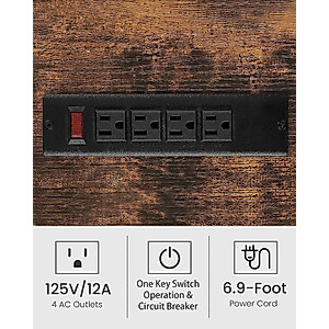 Hzuaneri TV Stand with Charging Station for TVs up to 65 Inches, 3 Tier Media TV Entertainment Center with Storage Shelf, Industrial TV Console Table for Living Room, Bedroom, Rustic Brown and Black