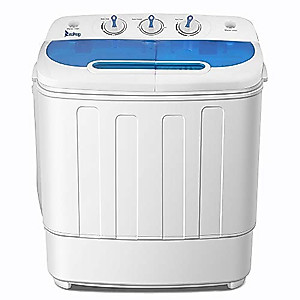 LongJiang Portable Compact Twin Tub Washing Machine,13.4lbs Capacity,Semi-Automatic,Built-in Drain Pump,White Blue 23.23 x 13.98 x 26.57 h GT51056504-10064-1751397771