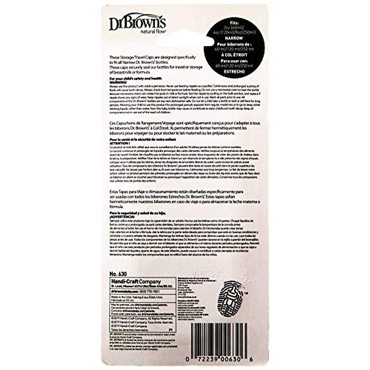 Dr. Brown's Natural Flow Standard Storage Travel Caps Replacement, 3 Count