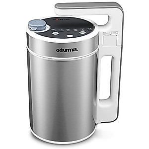 Gourmia GSM1450 Automatic Soup Maker - 6 in 1 Hot or Cold Soup Maker Plus Soy Milk, Rice, Porridge & More - 4 Blades, Cool Touch, Durable Stainless Steel with Free Recipe Book