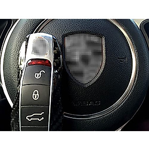 iJDMTOY Direct Replacement Black Carbon Fiber Pattern Key Fob Side Panel Trims Compatible with Porsche Cayenne Panamera Macan 911, etc