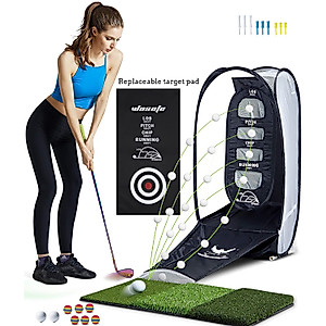 Golf Net Backyard Home Indoor Practice Hitting Chipping 2 Target and Ball Swing Kids Training Aids