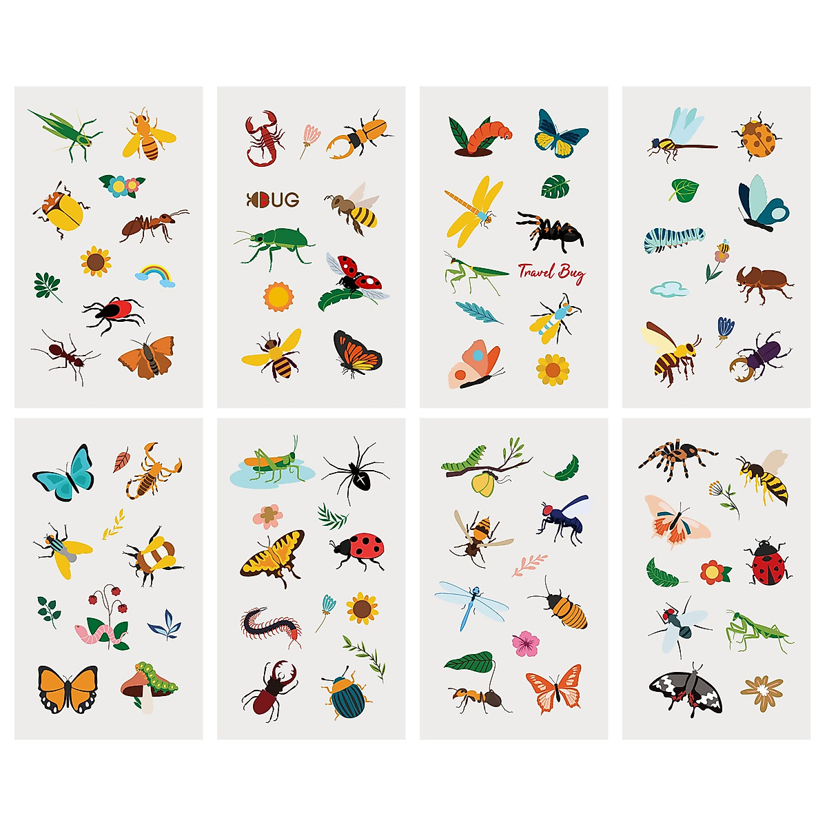 24 Sheets Bug Temporary Tattoos, Birthday Decorations Insect Bees Beetles Bug Party Favors