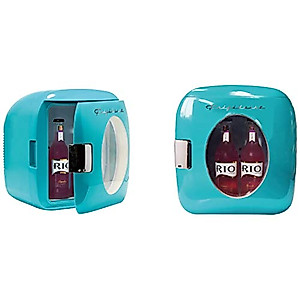 Frigidaire Retro Mini Fridge, 12/ 9 liters Cans Beverage Cooler, 100% Freon-Free & Eco Friendly Perfect for Home, Office, or Cars. Includes Plugs for Outlet & 12V Car Charger - Blue