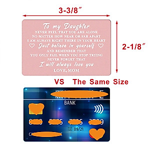 DEGASKEN Daughter Gifts Wallet Card from mom, To My Daughter Never Forget I Love You, Daughter Wedding Card Gifts from Mother, College Graduation, Birthday, Christmas