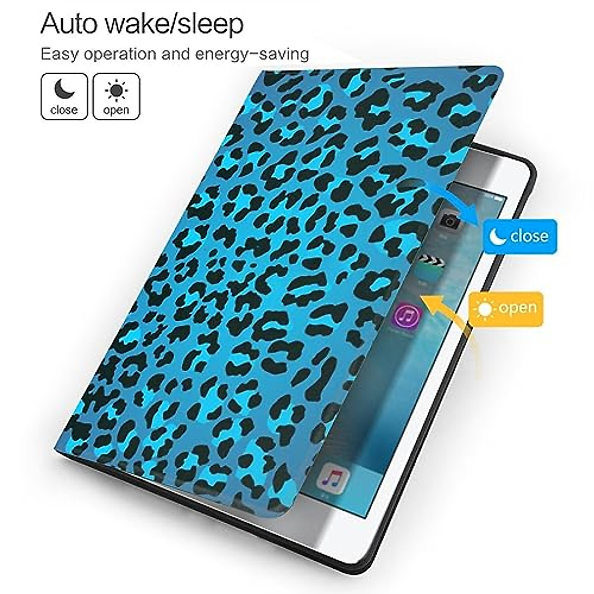 Blue Leopard Print Case Fit for IPad Air 3 Pro 10.5 Inch Case with Auto Sleep/Wake Ultra Slim Lightweight Stand Leather Cases