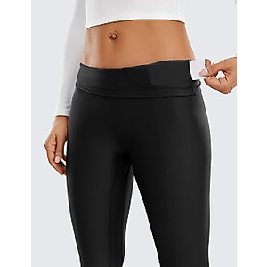 CRZ YOGA Thermal Fleece Lined Leggings Women 28'' - Winter Warm Workout Hiking Pants High Waisted Yoga Tights Full Length Black Large