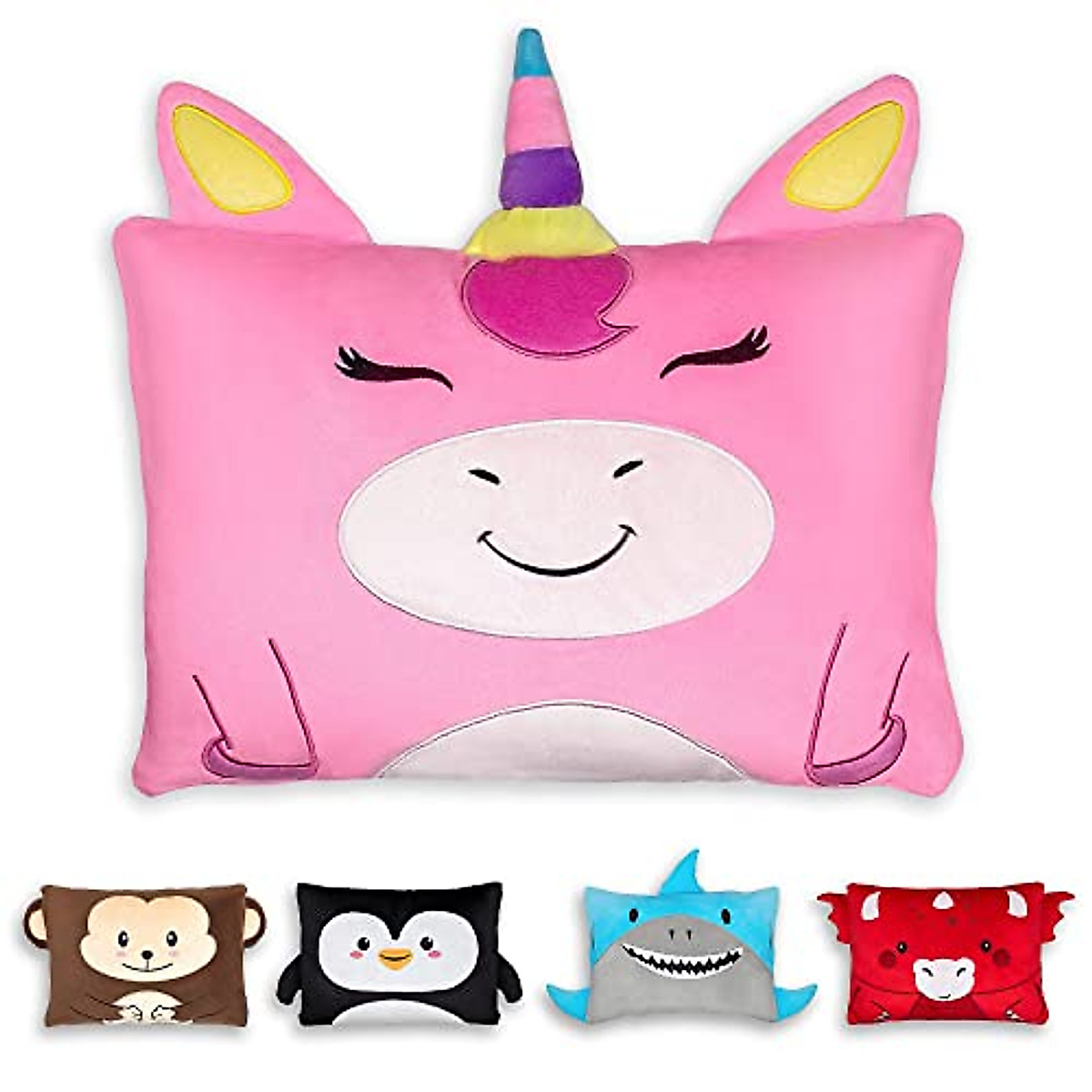 CoPiPa Plush Pillow & Pillowcase for Sleeping, 18" x 13" Kids Super Soft Decorative Unicorn Stuffed Animal Bed Pillow, Bedding Plush Gift for Toddlers, Boys & Girls (Mom’s Choice Award Gold Winner)