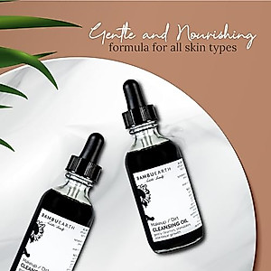 BambuEarth Gentle Oil Cleanser and Makeup Remover - Organic Ingredients & EWG Certified - Daily Face Cleanser for All Skin Types. Cleansing Oil for Removing Dirt - Vegan Skincare (1.8 oz)