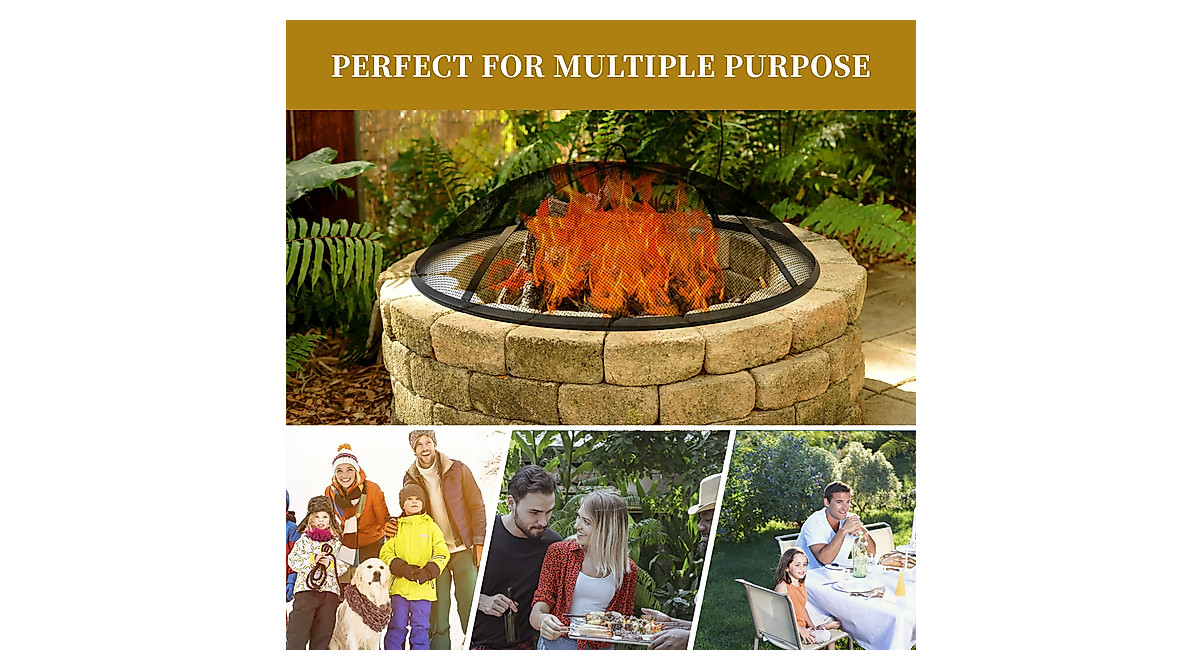 36-Inch Fire Pit Spark Screen Cover | Heavy Duty & Safe