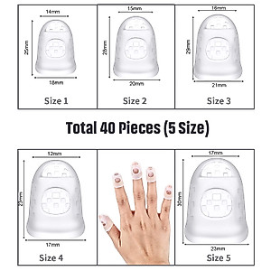 Frienda 40 Pieces Guitar Fingertip Protectors Silicone Finger Guards Anti-slip Finger Protection Covers Caps for Stringed Instruments Guitar Mandolin Bass Counting Sewing, 5 Sizes