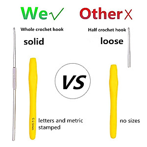 14 Size Crochet Hooks Set,2mm(B)-10mm(N) Ergonomic Crochet Hooks with Case for Arthritic Hands, Extra Long Crochet Needles