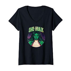 Marvel She-Hulk Powers of a Girl Portrait V-Neck T-Shirt