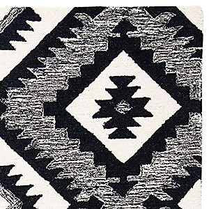 SAFAVIEH Aspen Collection 8' x 10' Charcoal / Black APN813Z Handmade Moroccan Boho Tribal Wool Area Rug