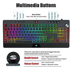 USB Wired Gaming Keyboard Mouse Set, 104 Keys, 10 RGB Backlit Modes, 19 Keys Anti-Ghost Keyboard, 1200-7200 DPI Mouse (White)