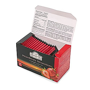 Ahmad Tea Strawberry Sensation Black Tea, 20-Count Boxes (Pack of 6)