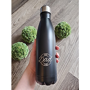 Best Dad Ever Black Water Bottle Stainless Steel & Vacuum Insulated Water Bottle Thermos for Hot & Cold Water, 17 oz Reusable Metal Bottle
