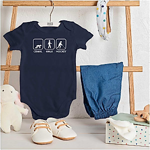 Brisco Brands Crawl Walk Hockey Street Sign Humor Baby Romper Boys or Girls