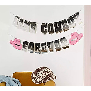 xo, Fetti Same Cowboy Forever Banner - Iridescent, 5 Ft. | Bachelorette Party Decorations, Fun Western Bach Backdrop, Rodeo Banner, Gag Gift
