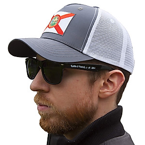 International Tie Grey Florida Hat for Men and Women - Florida State Flag Adjustable One Size Trucker Cap, Baseball, Snapback with an Embroidered Patch