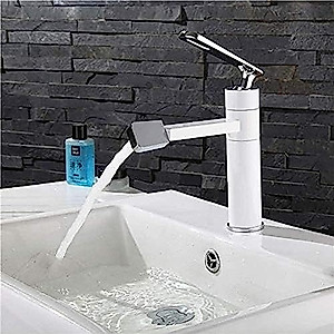 Kitchen Taps Kitchen Tap Faucet White Spray Painting Bath Sink Faucet Bathroom Cold and Hot Faucet Crane with 360 Rotating Aerator