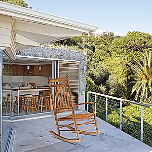 VINGLI Wood Rocking Chair Outdoor with 250 lbs Support Relaxing Rocker Solid Wood High Back Seat Reclining Seat for Deck, Garden, Backyard, Porch, Indoor or Outdoor Use, Oak