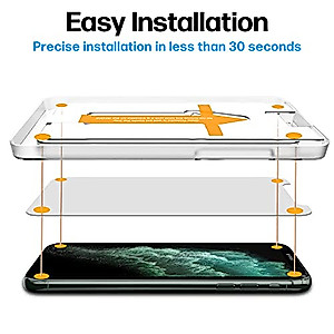 Power Theory Designed for iPhone 11 Pro Screen Protector Tempered Glass [9H Hardness], Easy Install Kit, 99% HD Bubble Free Clear, Case Friendly, Anti-Scratch, 2 Pack