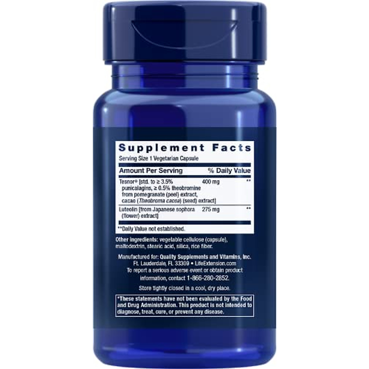 Life Extension Testosterone Elite – Testosterone Production Support Supplement for Men - with Luteolin, Pomegranate and Cacao Seed Extract – Gluten-Free, Non-GMO, Vegetarian – 30 Capsules