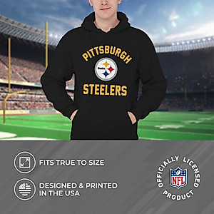 Team Fan Apparel NFL Adult Gameday Hooded Sweatshirt - Poly Fleece Cotton Blend - Stay Warm and Represent Your Team in Style (Pittsburgh Steelers - Black, Adult Large)