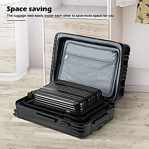 COOLIFE Luggage Expandable Suitcase PC+ABS 3 Piece Set with TSA Lock Spinner Carry on 20in24in28in (Wine red, 3 piece set)