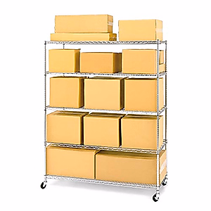 Seville Classics UltraDurable Commercial-Grade 6-Tier NSF-Certified Steel Wire Shelving with Wheels, 60" W x 24" D - Chrome