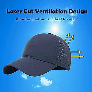 PoKids Men Quick Dry Hat Oversize XL Men Women Baseball Hat Lightweight Mesh Hat Running Outdoor Sport Cap(23.3"-25.5") Blue