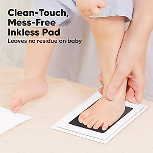 KeaBabies Inkless Baby Hand And Footprint Kit Frame and 2-Pack Inkless Hand and Footprint Kit - Personalized Baby Picture Frame for Newborn - Ink Pad for Baby Hand and Footprint - Mess Free Baby Frame