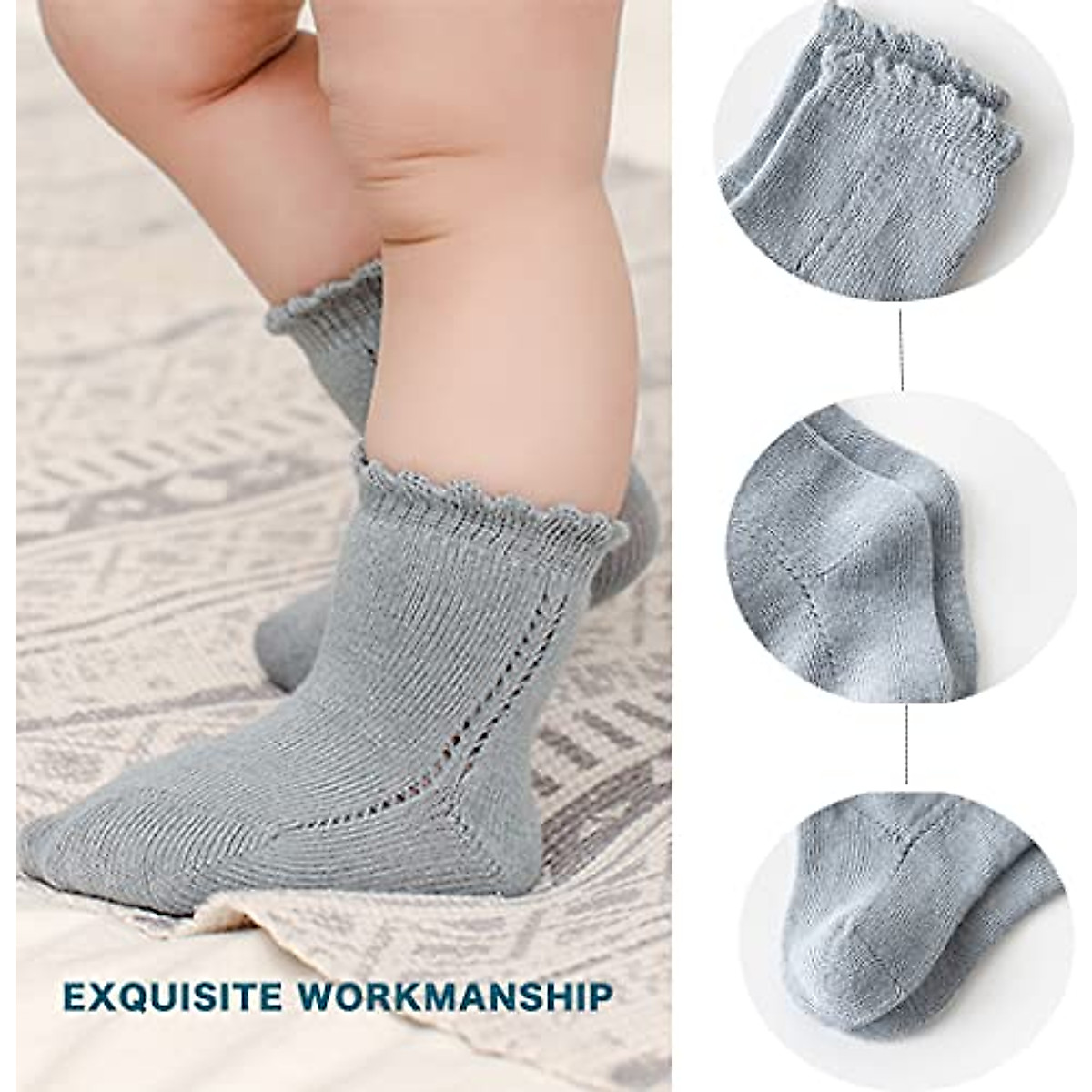 MOMSMENU Baby Socks Unisex Cotton Soft for Infant Toddlers Kids Boys Girls 0-12month 6 Pair