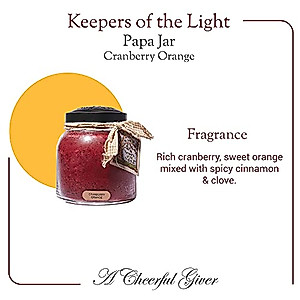 A Cheerful Giver - Cranberry Orange - 34oz Papa Scented Candle Jar with Lid - Keepers of the Light - 155 Hours of Burn Time, Gift for Women, Red