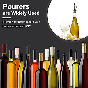 12PCS Liquor Pourers, Stainless Steel Speed Pourers Tapered Spout, Wine Pourers with Hooded Dust Caps, Suitable for About 0.75inch Bottle Mouth