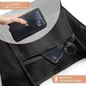 JUNP·GAN Beach Bag Mesh The Tote Bag, Womens Shoulder Handbag Casual Tote Bag Hobo Women Foldable MAX 23L For Beach Picnic Vacation Black