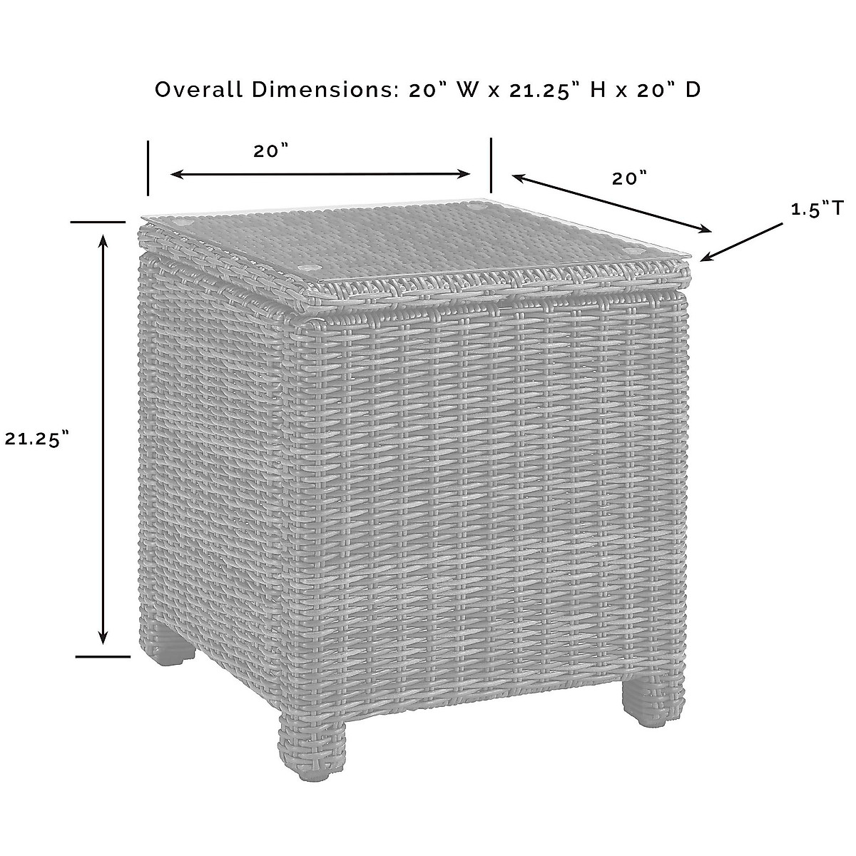 Crosley Furniture Bradenton All Weather Rattan Wicker Outdoor Side Table for Patio, Deck, Porch, Brown