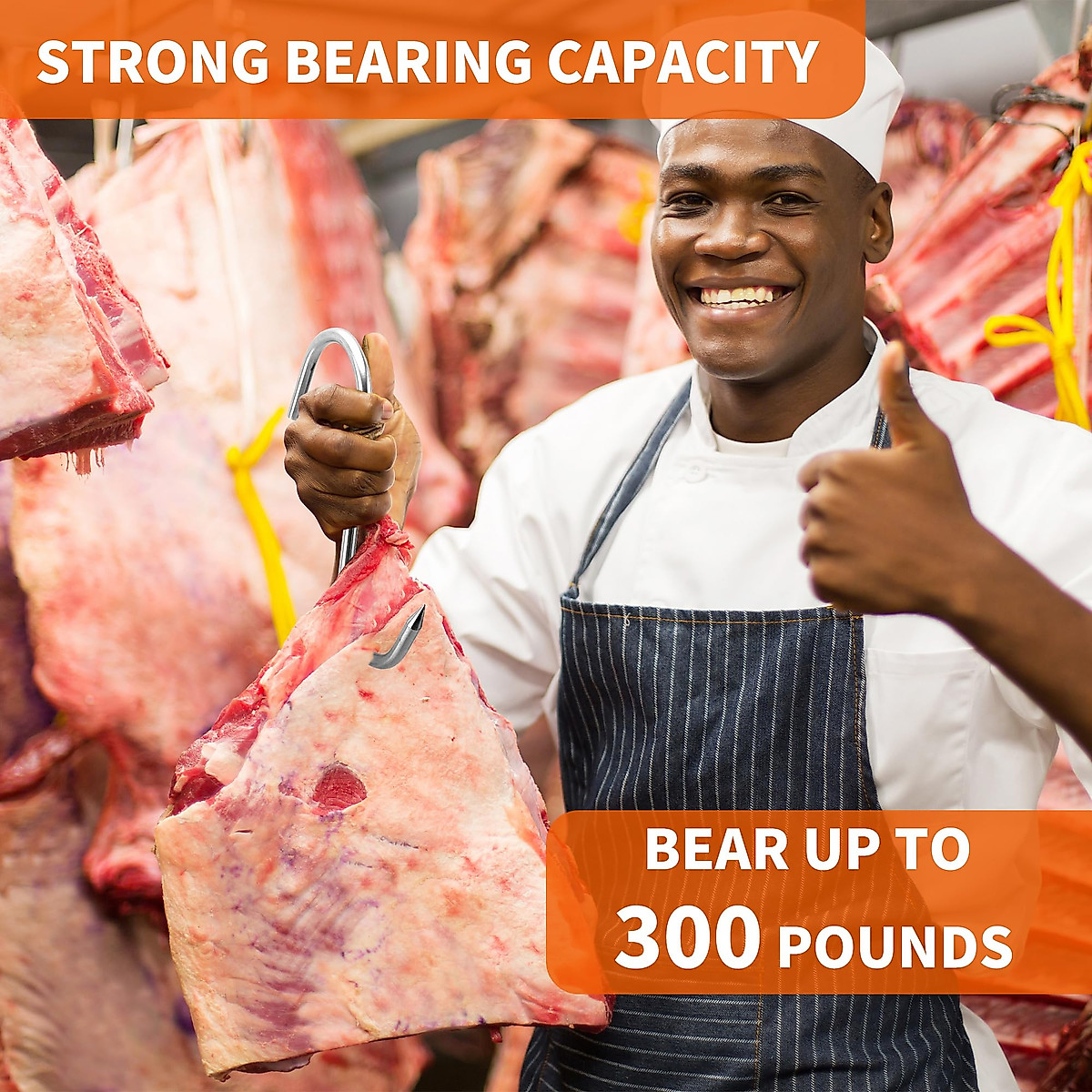 KEJJNYER 10 Pcs Meat Hanging Hooks 8 inch, Stainless Steel Meat Hooks10mm Diameter, Heavy Duty S Meat Hanging Hooks for Butchering, Smoking, Drying, Cooking, Grilling, BBQ