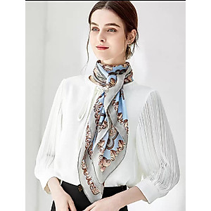 ANDANTINO 100% Pure Mulberry Silk Scarf 43" Large Square Lightweight Headscarf& Shawl–Women Hair Wraps-With Gift Packed (Light Blue)