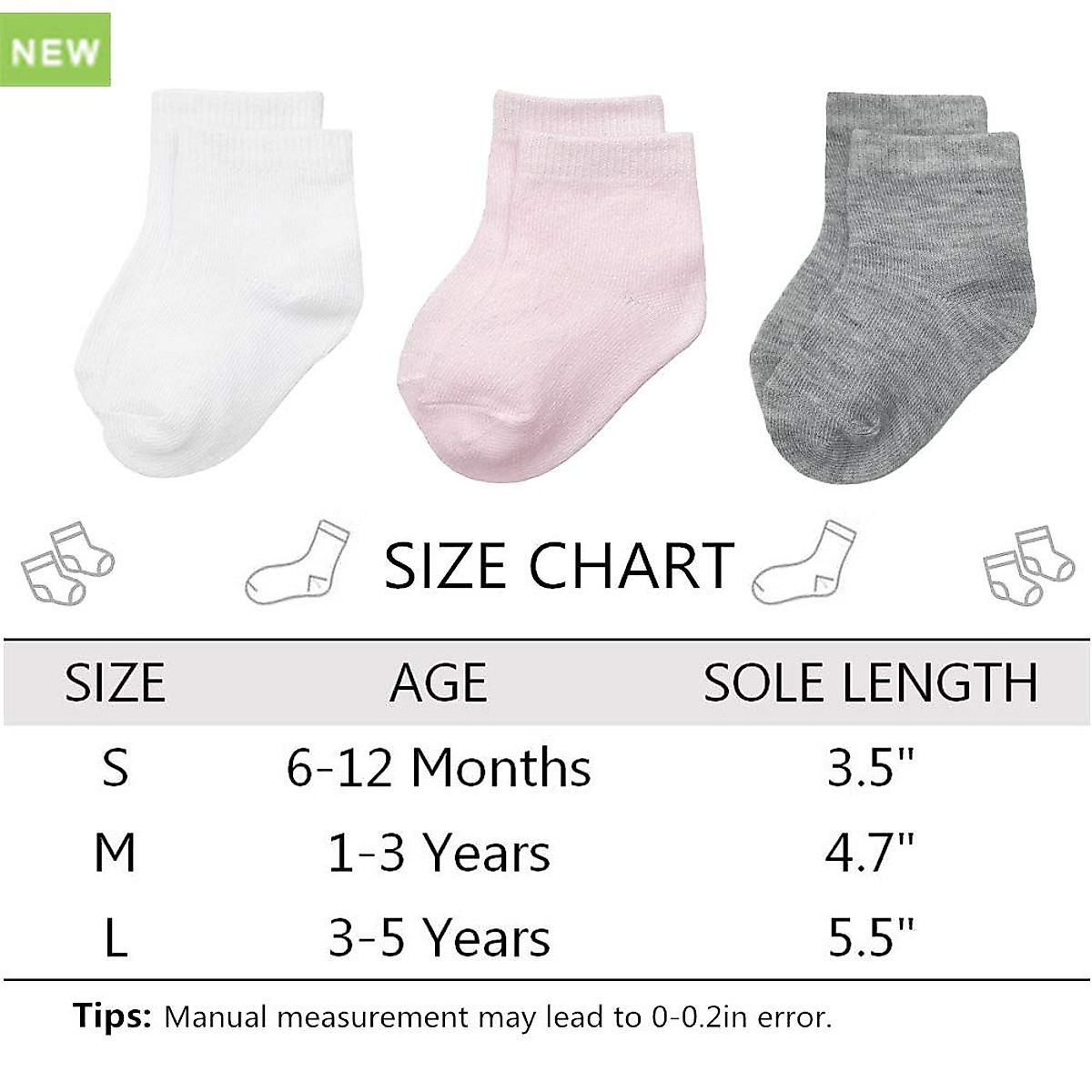 WAFUNNE Baby Socks for Toddler Boys Girls Cotton Crew 3-5T 12 Pairs Gray G0L