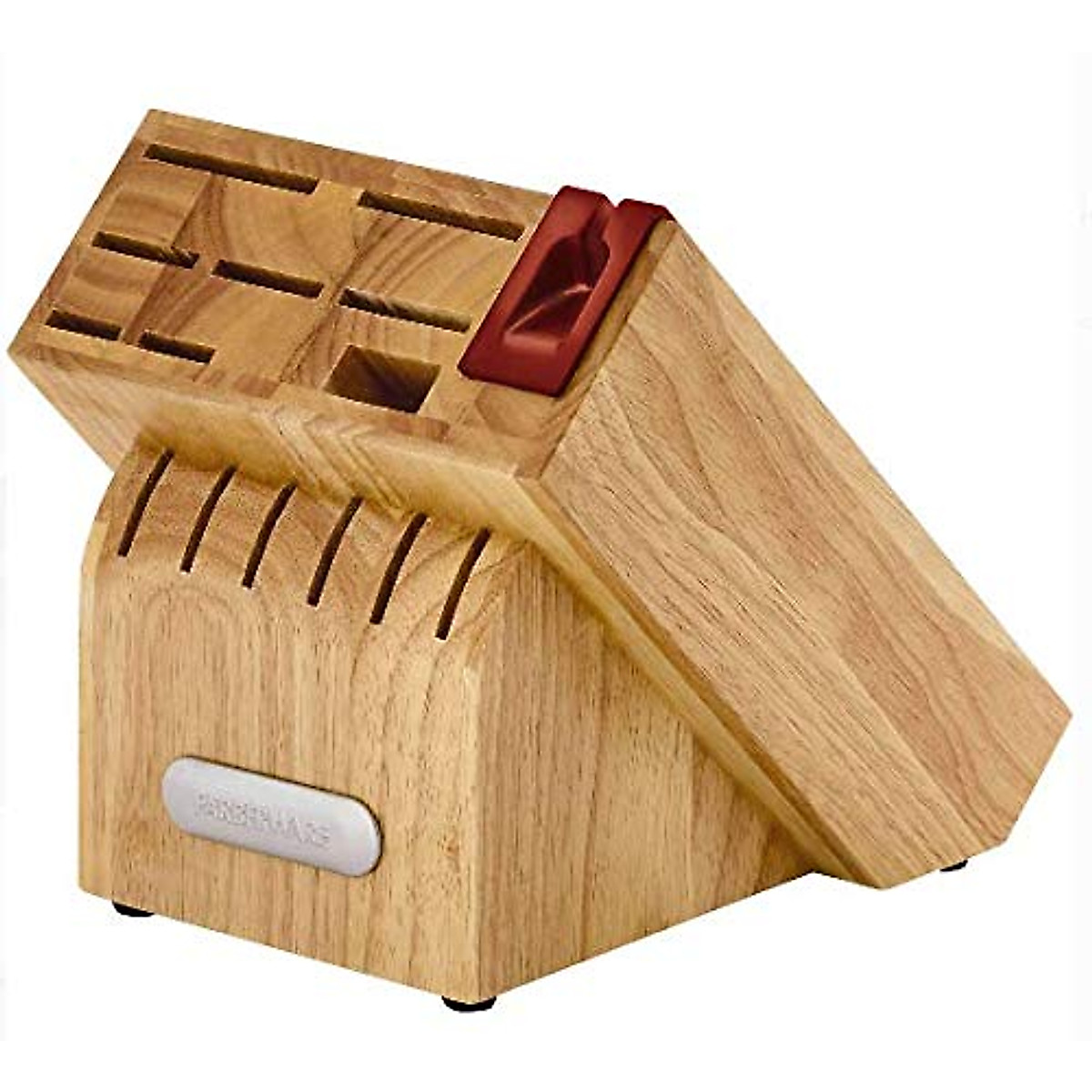 Farberware Professional 15-piece Forged Triple Riveted Knife Block Set with Built-in Edgekeeper Knife Sharpener, High-Carbon Stainless Steel Kitchen Knives, Razor-Sharp Knife set, Red