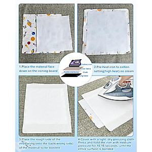 PLANTIONAL Iron-On Fusible Fleece Interfacing: 16.5 Inches x 10 Yards Light Weight Single-Sided Loft Iron On Fusible Fleece White for Sewing Crafting and Home Decor