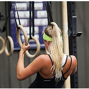 CFF Wood Olympic Rings 1.25" Diameter - 18' Black Extra Wide Numbered Straps